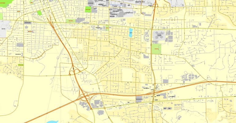 Tuscaloosa Alabama US printable vector street map: City Plan full ...