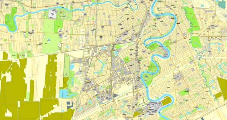 Winnipeg, Canada, Printable City Plan V.3.09 Adobe PDF, full vector ...