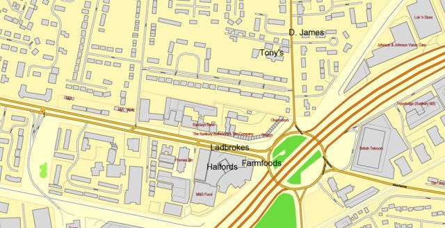 Heathrow, Feltham, Hounslow map (part of Greater London Map), England ...