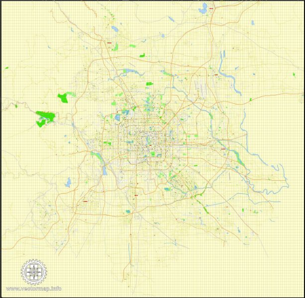 Beijing PDF Map China ENG Low detailed City Plan editable Adobe PDF ...