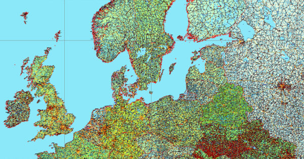 Europe full Extra Detailed Map, printable vector map Adobe PDF editable ...
