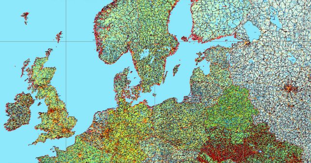 Europe full Extra Detailed Map, printable vector map Adobe Illustrator ...