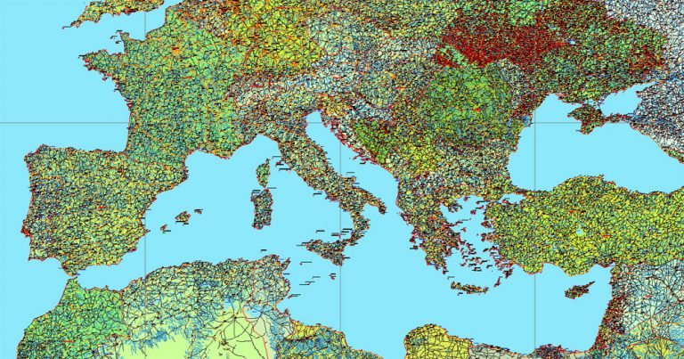Europe full Extra Detailed Map, printable vector map Adobe PDF editable ...