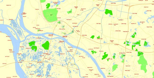 Guangzhou, China, printable vector street G-view Level 17 (100 meters ...