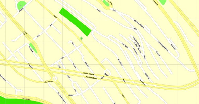 Haifa, Israel, printable vector map Adobe Illustrator editable G-View ...