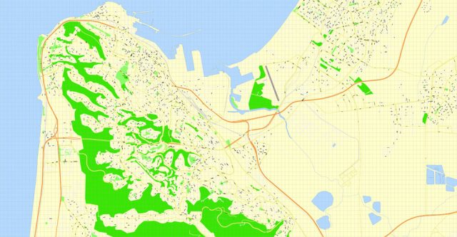 Haifa, Israel, printable vector map Adobe Illustrator editable G-View ...