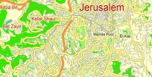 Jerusalem PDF Map Israel printable Street map 5 km scale City Plan full ...
