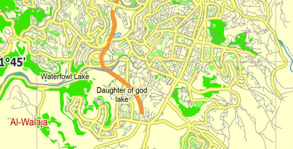 Jerusalem PDF Map Israel printable Street map 5 km scale City Plan full ...