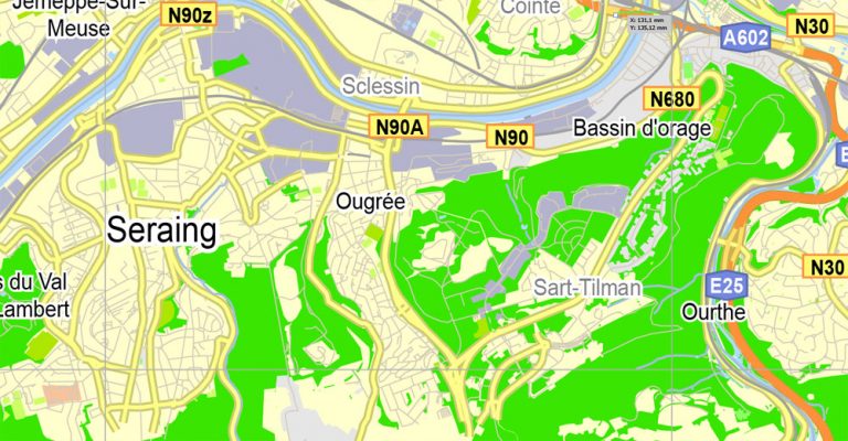 City Map Liege Vector Urban Plan Adobe PDF Editable Street Map