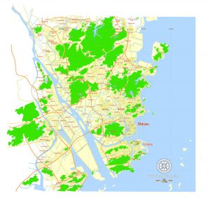 Macau Map Vector China printable City Plan 5 km scale full editable in ...