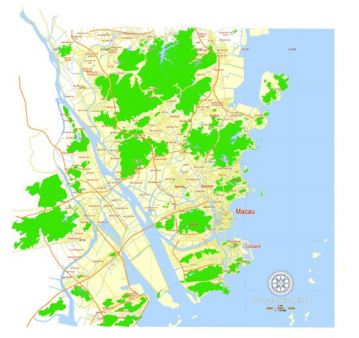 Macau Map Vector China printable City Plan 5 km scale full editable in ...