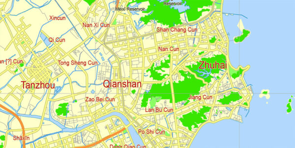 Macau Map PDF China, printable vector City Plan 5 km scale full ...