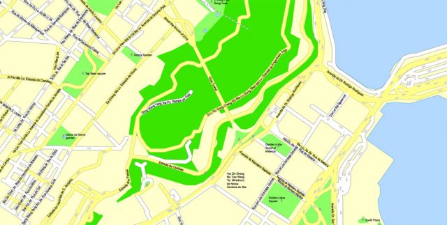 Macau, China, printable vector street G-view Level 17 (100 meters scale ...