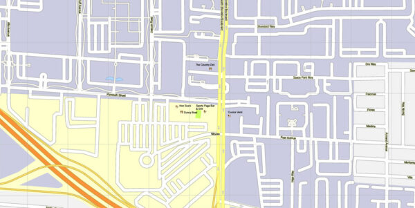 Mountain View, California, Printable Map, US, exact vector street G ...