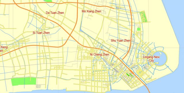 Shanghai PDF Map China printable vector City Plan 5 km scale full ...