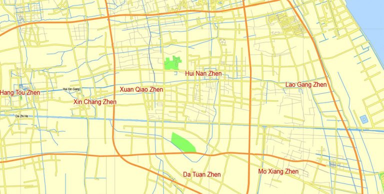 Shanghai PDF Map China printable vector City Plan 5 km scale full ...