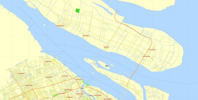Shanghai Vector Map China printable City Plan 5 km scale full editable ...