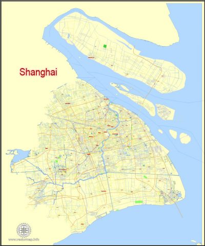 Shanghai Vector Map China ENG Low detailed City Plan editable Adobe ...