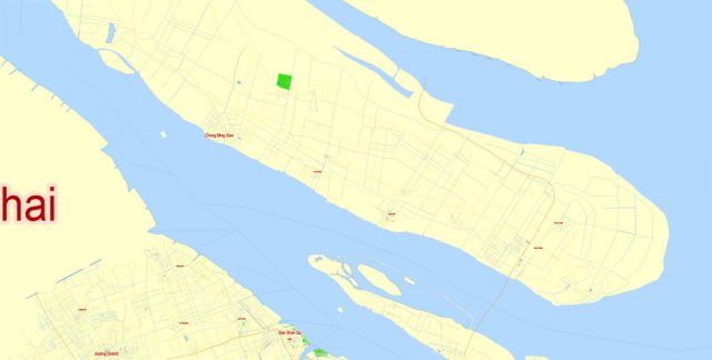 Shanghai, China, printable vector street G-view Level 17 (100 meters ...