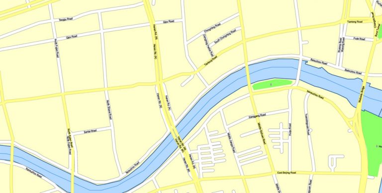 Shanghai, China, printable vector street G-view Level 17 (100 meters ...