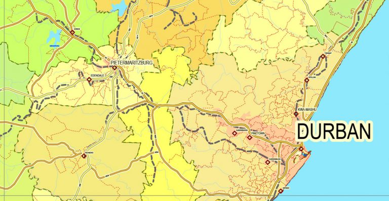 South Africa, printable vector map Adobe PDF editable 01 full vector ...