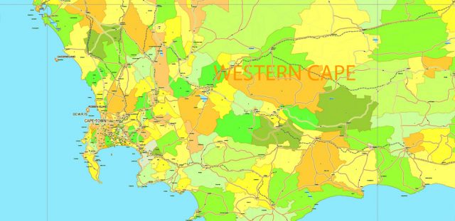South Africa, printable vector map Adobe PDF editable V.2, full vector ...