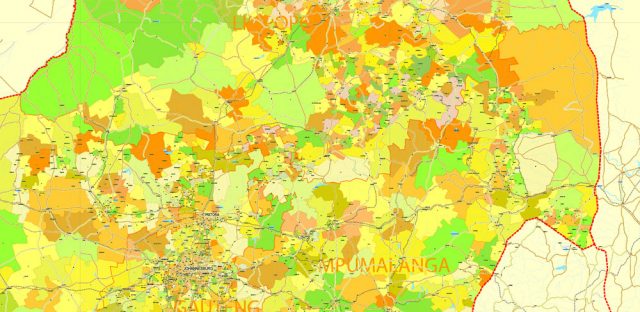 South Africa, printable vector map Adobe Illustrator V.2 editable, full ...