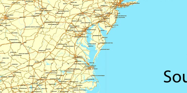US South-East Region Map Vector Central America & Caribbean 01 02 ...