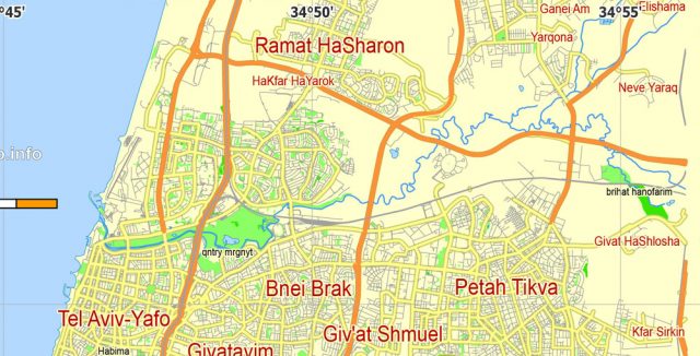 Tel Aviv Yafo PDF Map Editable Israel printable City Plan 5 km scale ...