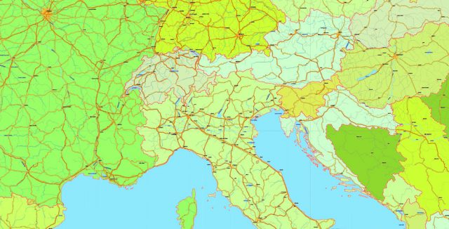 Europe full Detailed PDF Map , printable vector map Adobe PDF editable ...