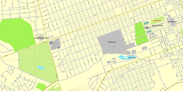 Allentown Pennsylvania US PDF Map exact vector street City Plan map V4 ...