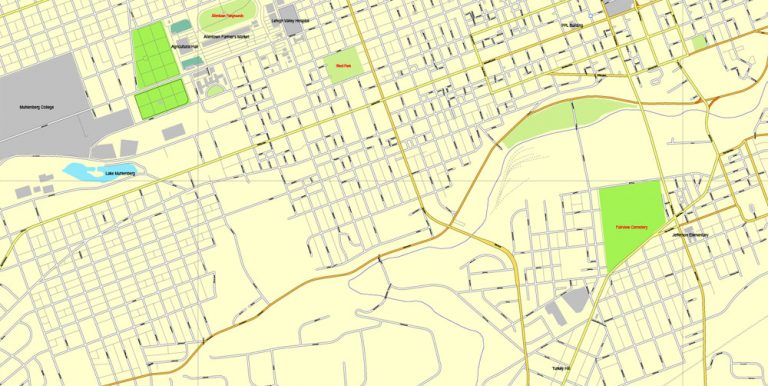 Allentown Pennsylvania US PDF Map exact vector street City Plan map V4 ...