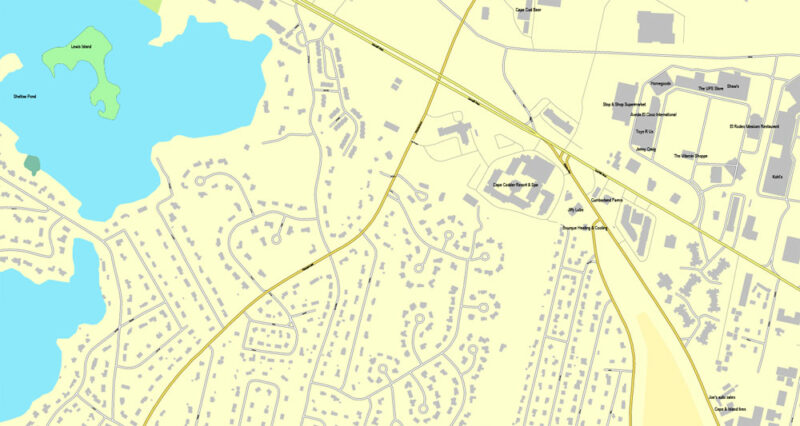 Barnstable, Massachusetts, Printable map, US, vector map V3.10 Adobe ...