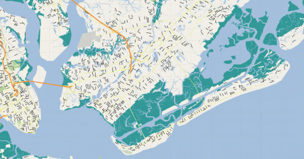 Charleston PDF Map South Carolina US exact detailed City Plan editable ...