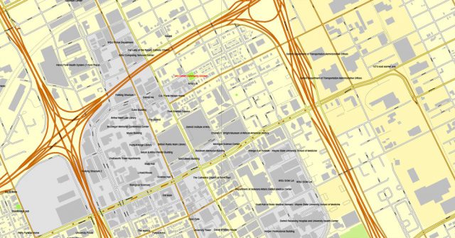 Detroit Map PDF Vector Michigan US printable City Plan editable Street ...