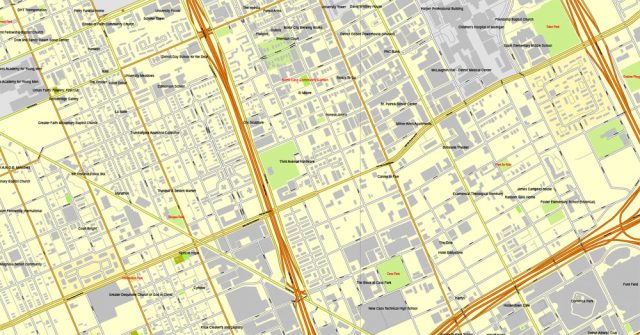 Detroit Map PDF Vector Michigan US printable City Plan editable Street ...