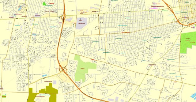 Columbus Map Ohio US exact vector City Plan map V.23.11. Printable Map ...