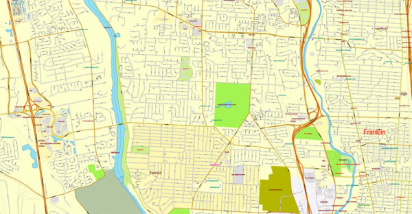 Columbus Map Ohio US exact vector City Plan map V.23.11. Printable Map ...