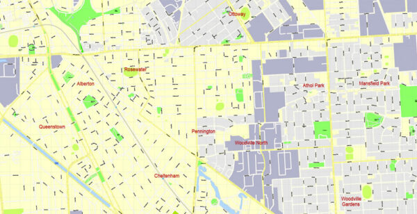 Adelaide, Australia, Printable vector street map, V3.11, fully editable ...