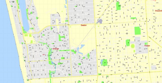 Adelaide, Australia, Printable vector street map, V3.11, fully editable ...