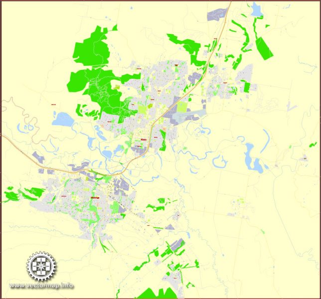 Albury + Wodonga, Australia, Printable exact street map, V11.11, fully ...