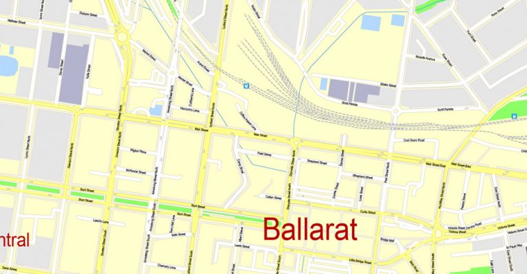 Ballarat Australia PDF Map exact vector City Plan fully editable Adobe ...