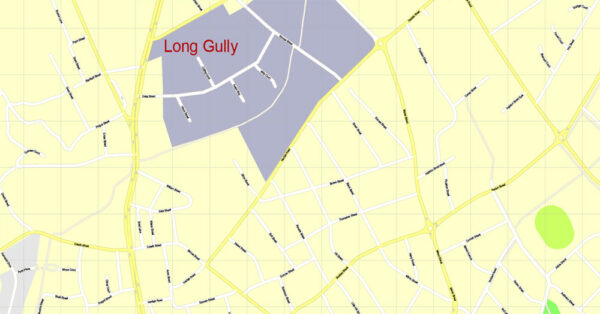 Bendigo Printable Map, Australia, exact vector street map, V11.11 ...