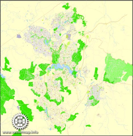 Canberra PDF Map Australia exact vector Street Map editable City Plan