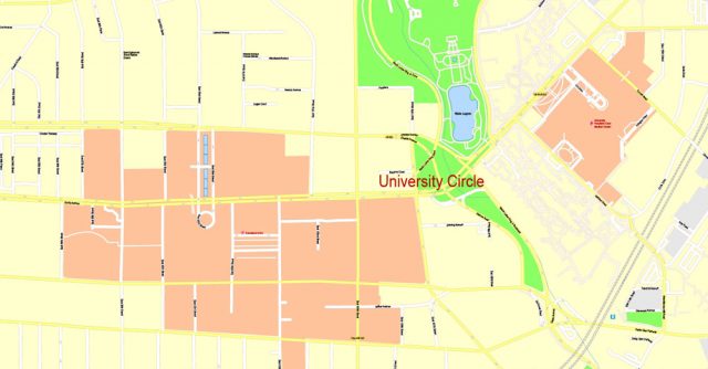 Cleveland Ohio US Printable Map, exact vector street 100 meters scale ...