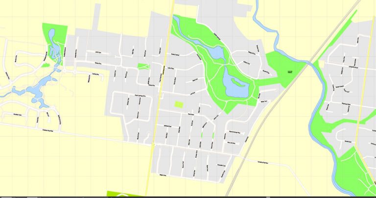 Geelong Printable Map, Australia, exact vector street map, V17.11 ...