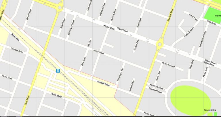 Geelong Printable Map, Australia, exact vector street map, V17.11 ...