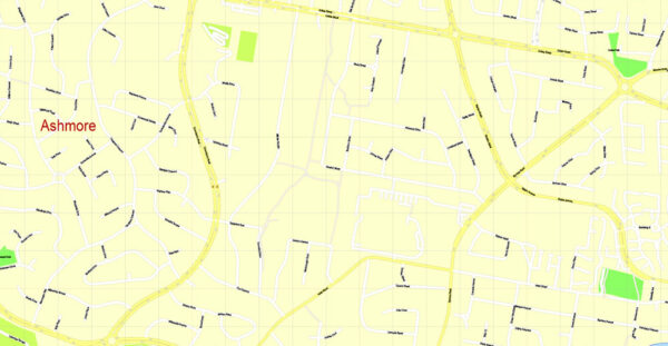 Gold Coast PDF Map, Australia, Printable exact vector street map, V17 ...