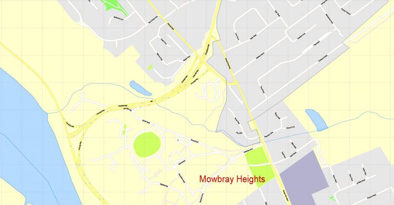 Launceston Printable Map, Australia, Tasmania, exact vector street map ...