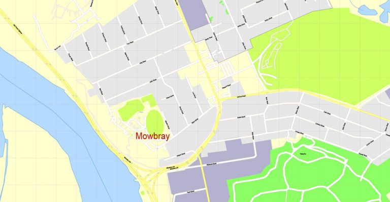 Launceston PDF Map, Tasmania, Australia, exact vector street map, V29 ...